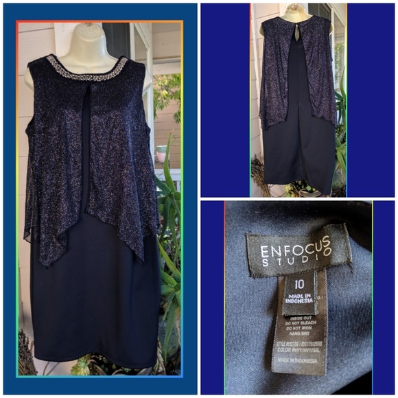 Enfocus Studio | Dresses | Enfocus Studio Navy Blue Designer Dress ...